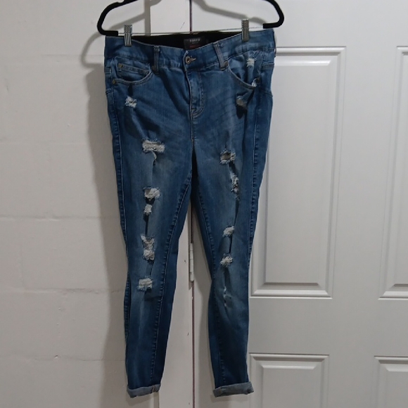 torrid | Jeans | Torrid Blue Skinny Jeans With Distressed Details ...
